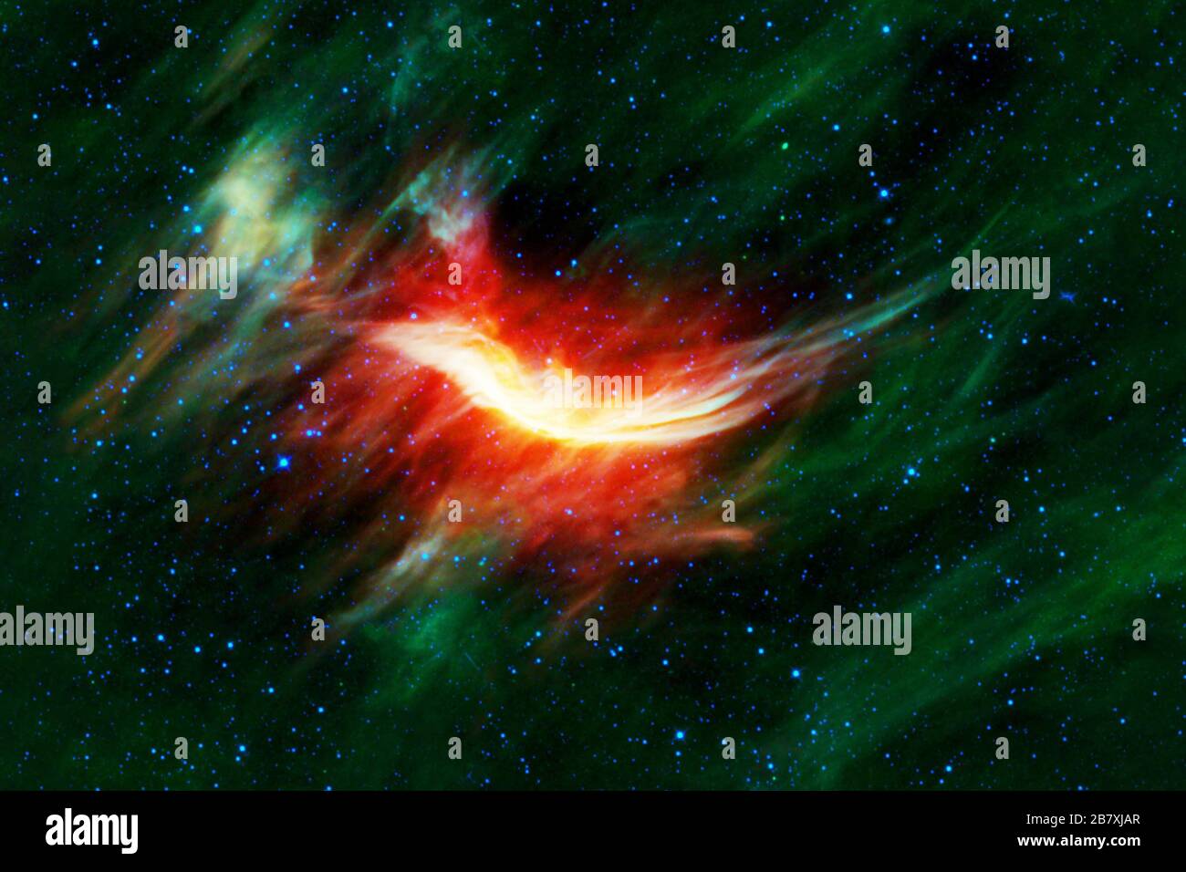 Red galaxy with stars and nebulae in deep space. Elements of this image ...