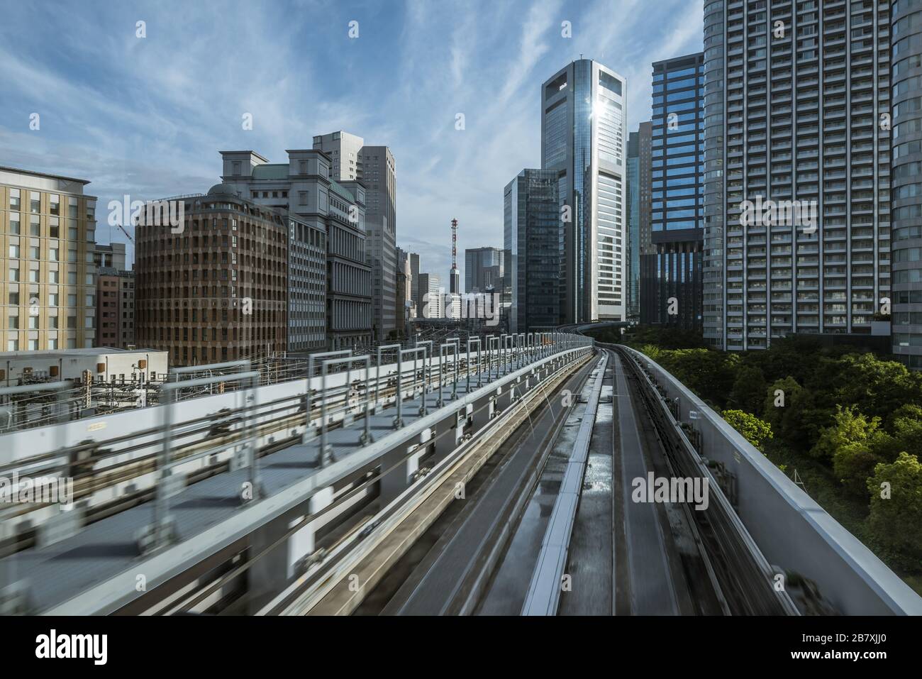 Cityscape from monorail sky train in Tokyo Stock Photo - Alamy