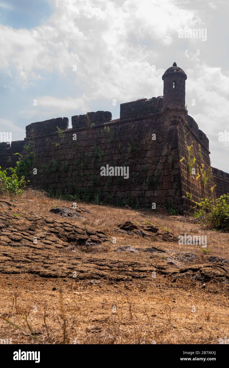 World heritage site and protected monument in Goa, India. Corjuem fort ...