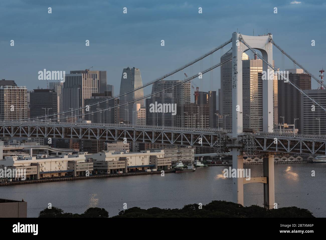 Panoramic modern city skyline bird eye aerial view of Tokyo bay in the ...
