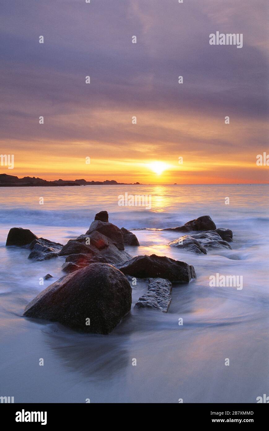 Beaches and islands summer sunset bay with rocky hi-res stock ...