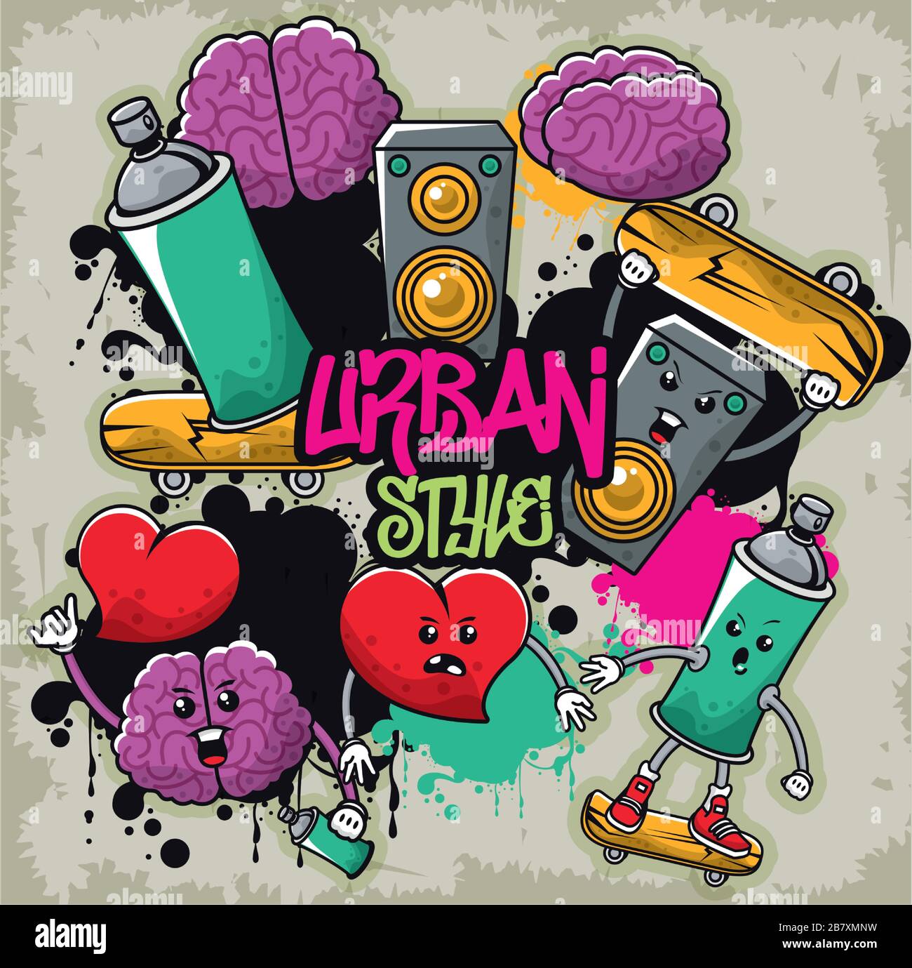 graffiti urban style poster with set icons Stock Vector Image & Art - Alamy