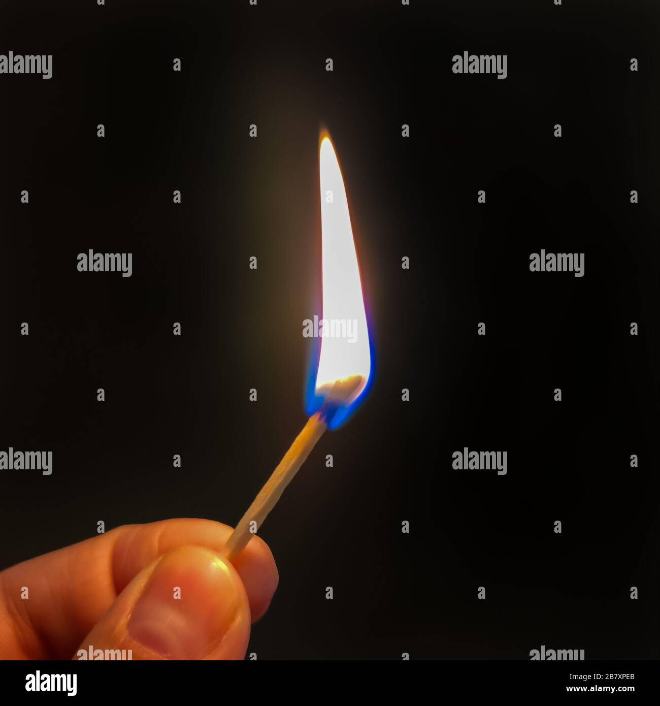 Match flame blue background hi-res stock photography and images - Alamy