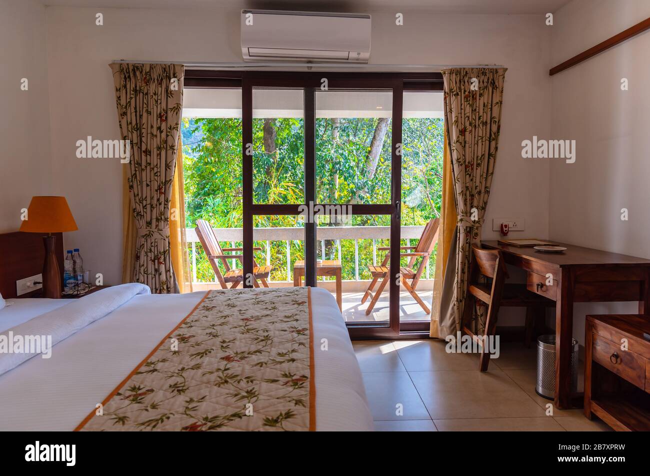 Interior decoration with Wooden furniture of a Resort room Stock Photo ...
