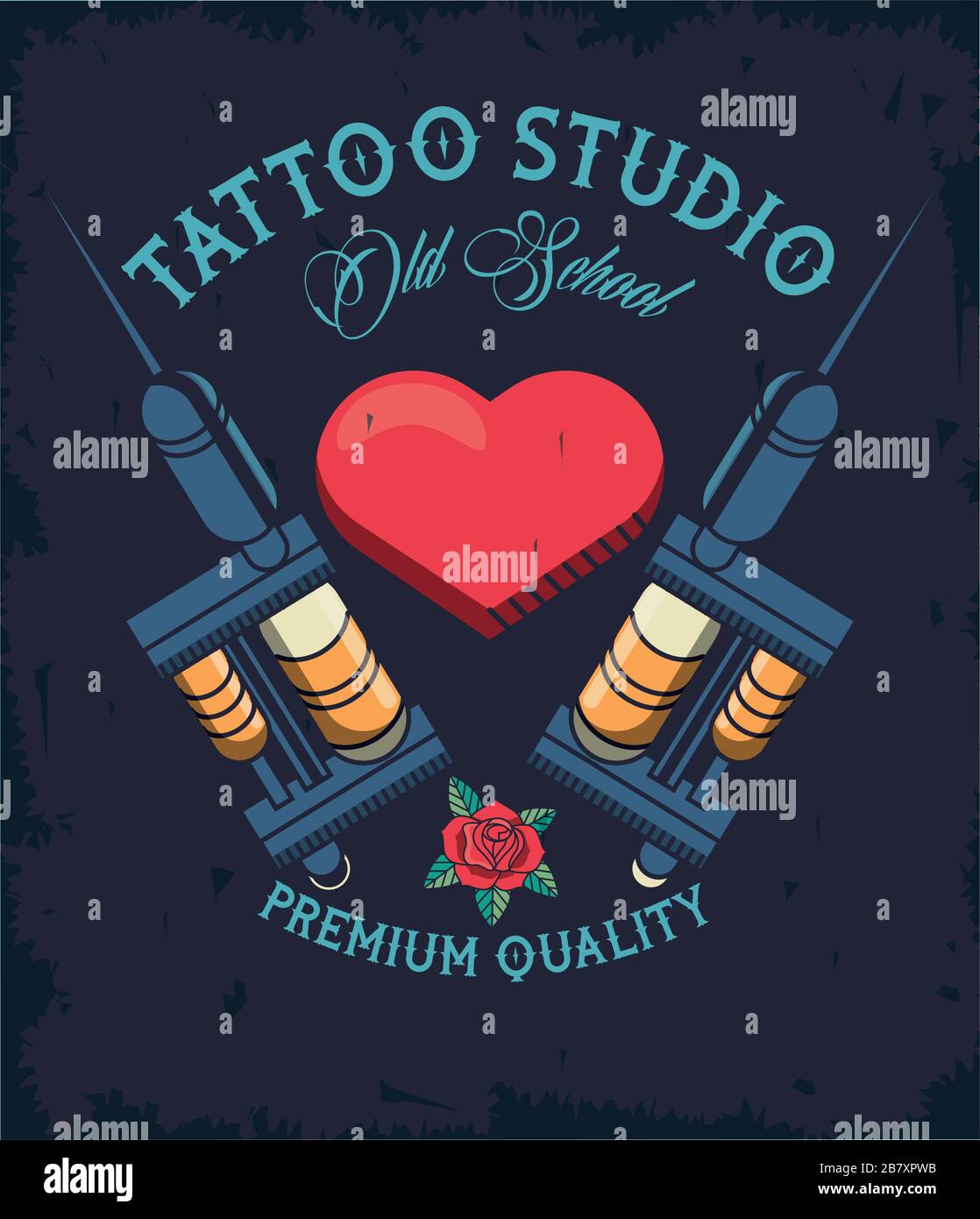 tattoo studio machines with heart image artistic Stock Vector Image ...