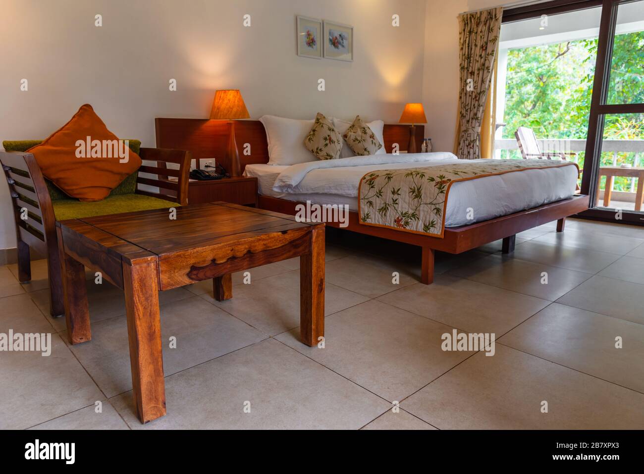 Interior decoration with Wooden furniture of a Resort room Stock Photo ...