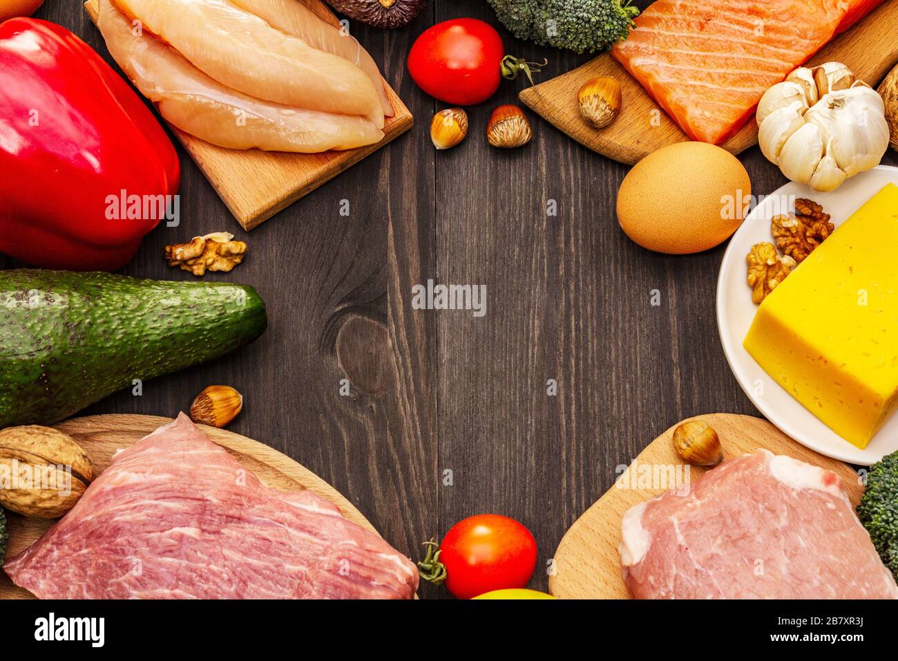 Trendy ketogenic diet products set. Paleo, pegan low carbs nutrition ...