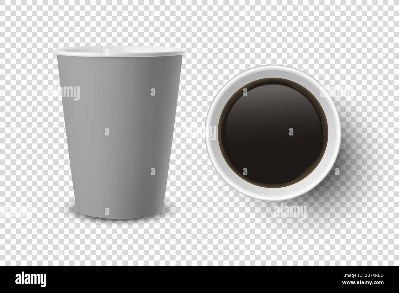Vector 3d Realistic Gray Disposable Opened Paper, Plastic Coffee Cup for Drinks Icon Set Closeup ...