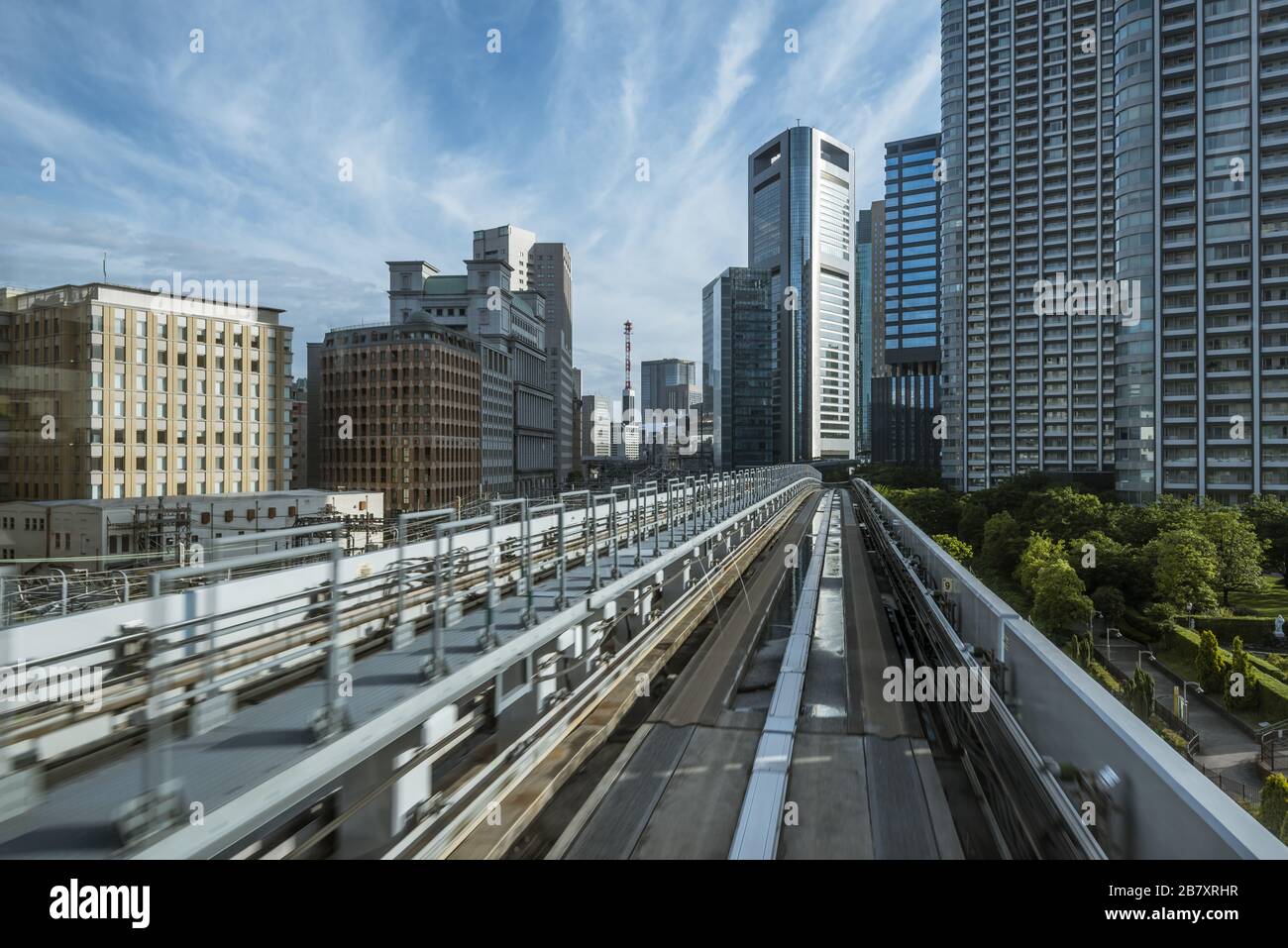 Cityscape from monorail sky train in Tokyo Stock Photo - Alamy