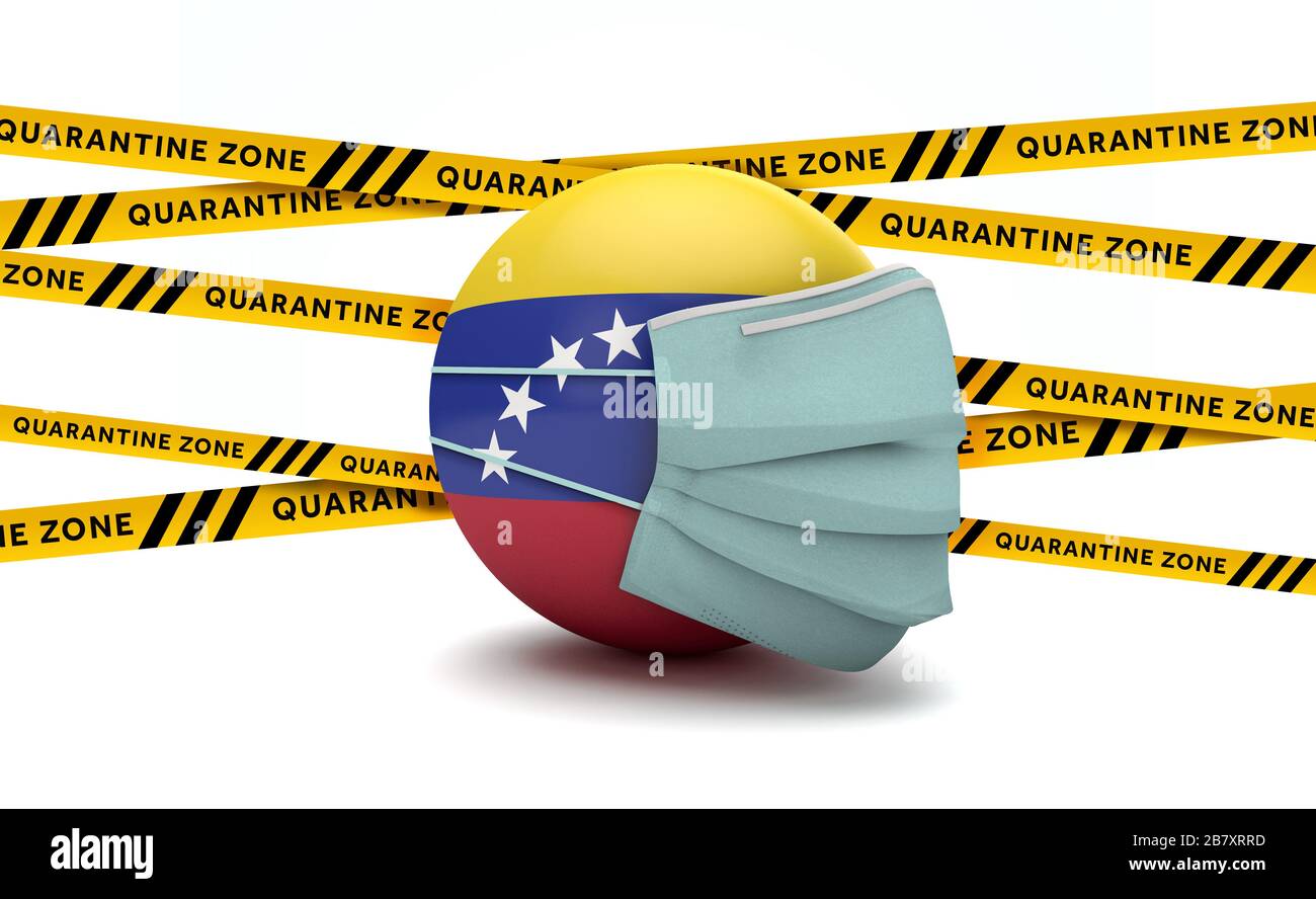 Venezuela flag with protective face mask. Novel coronavirus concept. 3D ...