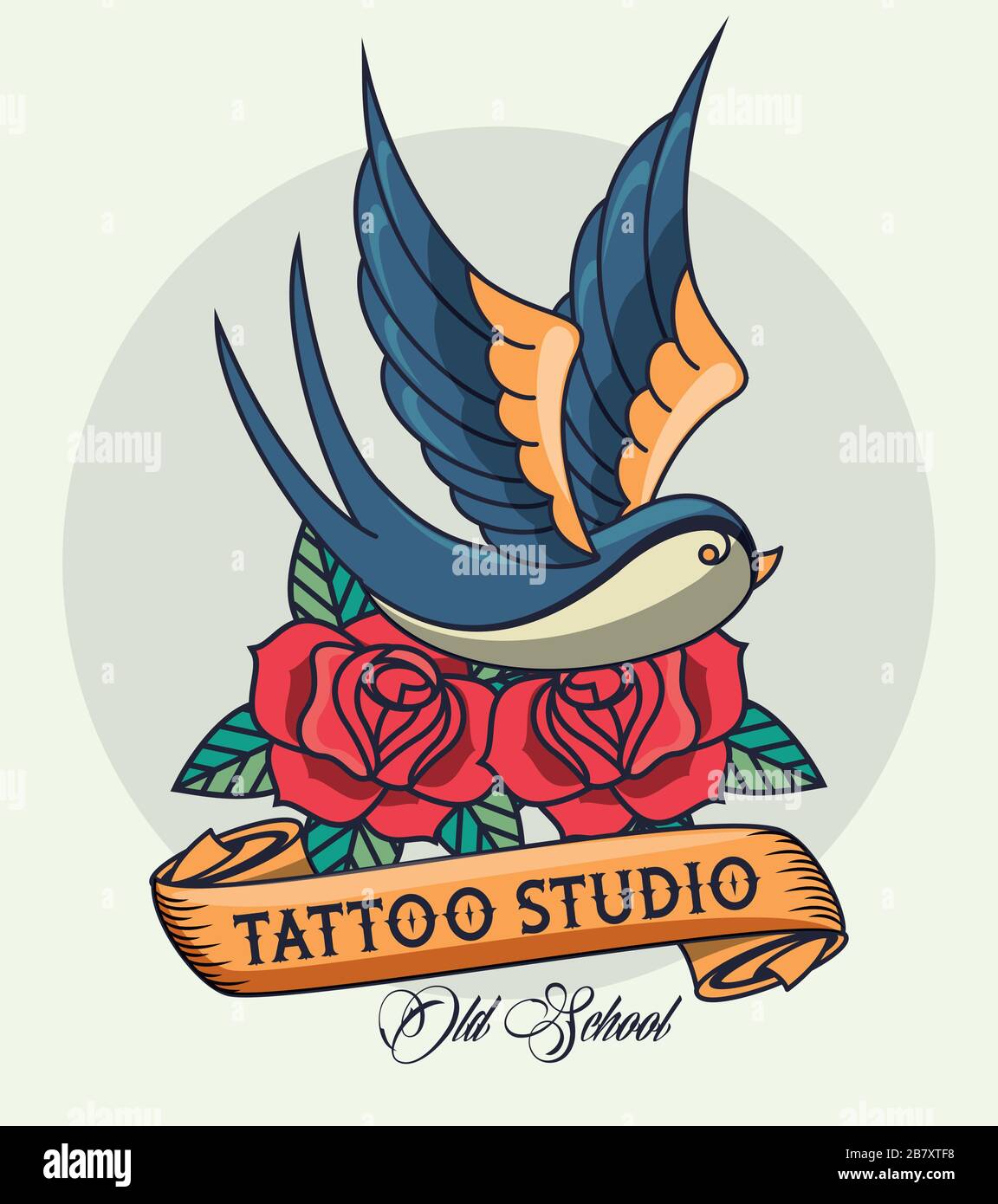 bird and roses tattoo studio image artistic Stock Vector Image & Art ...