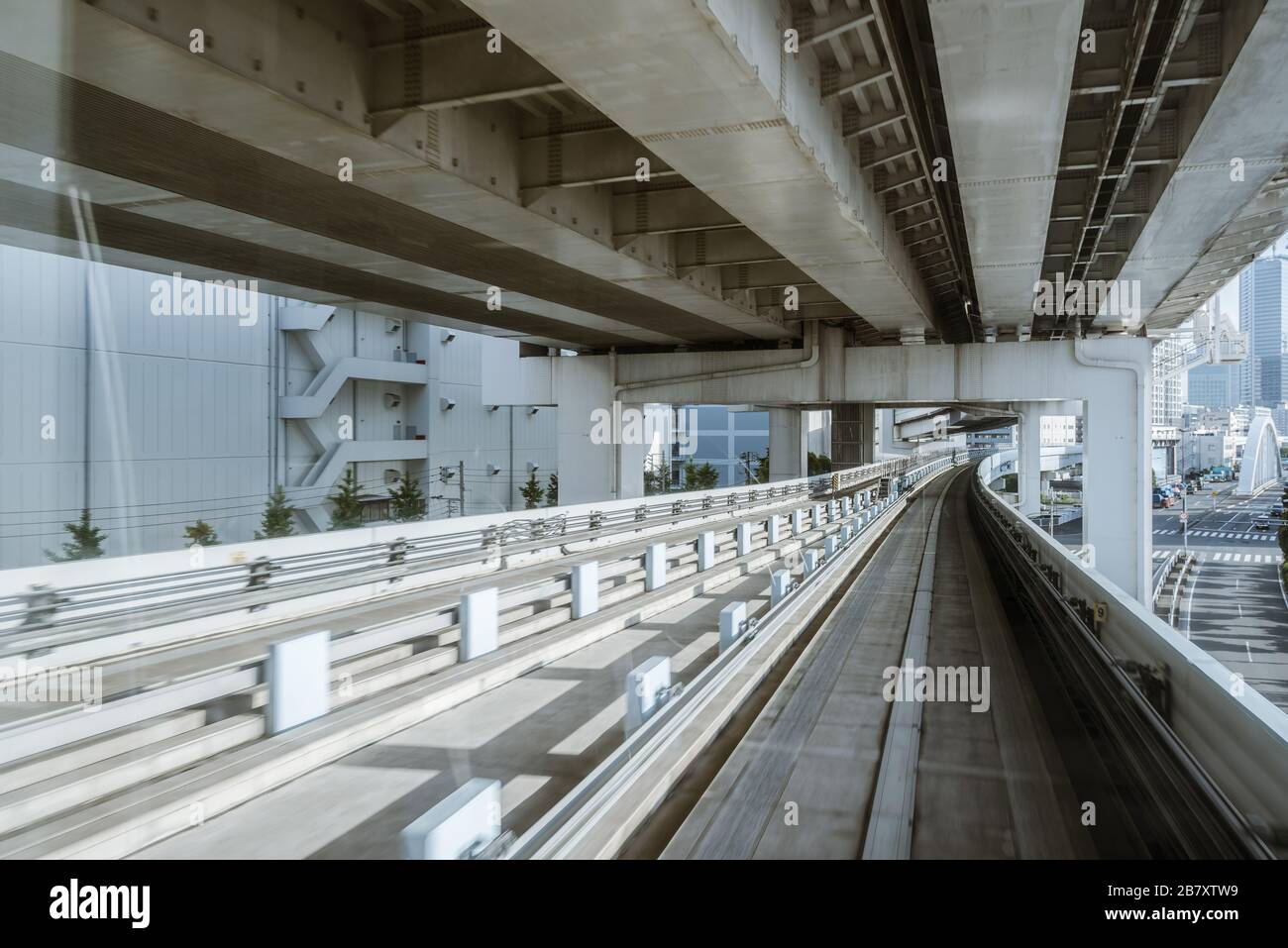 Cityscape from monorail sky train in Tokyo Stock Photo - Alamy