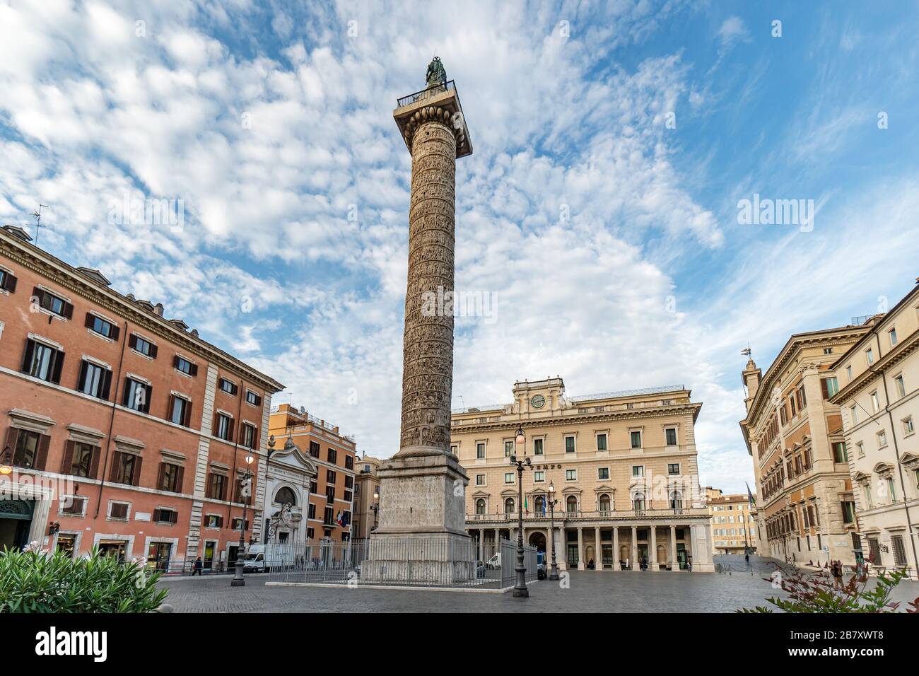 Marble Column of Marcus Aurelius in Piazza Colonna square in Rome ...