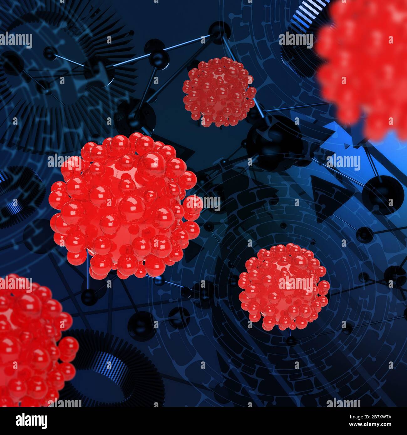 Abstract techno 3d corona virus outbreak illustration Stock Photo - Alamy