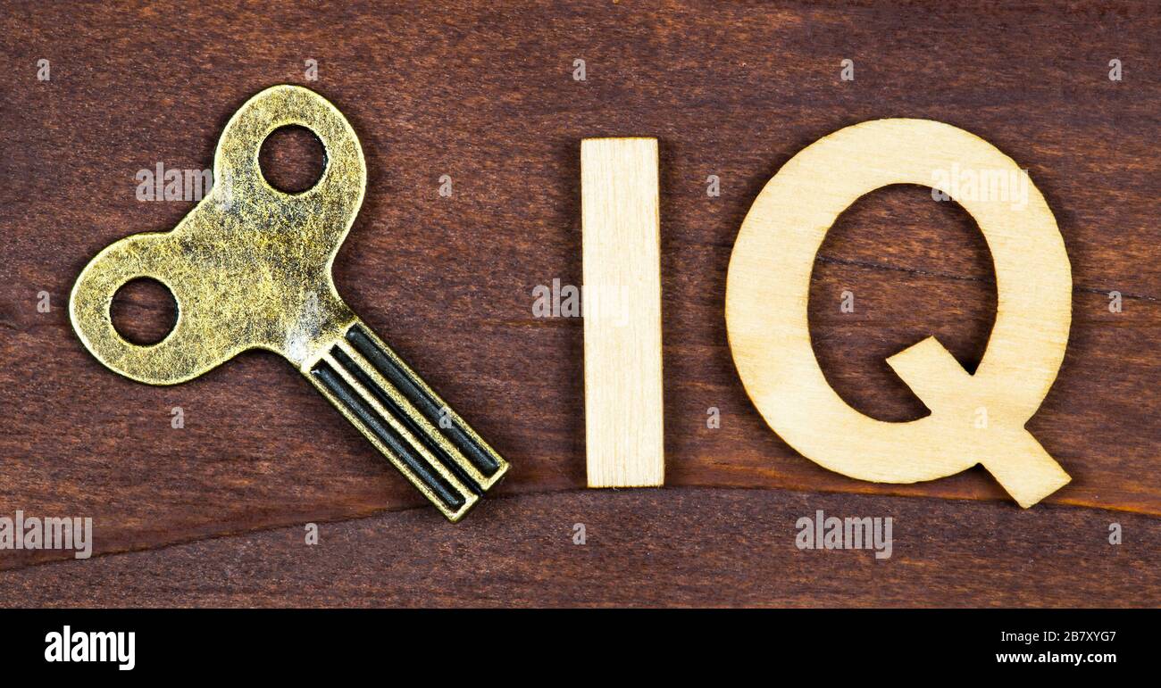 Intelligence quotient, iq test, brain concept, key with letters on a ...