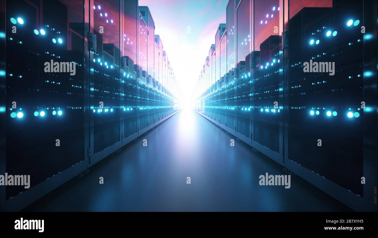 Cloud Computing And Computer Networking Concept Rows Of Network 5844