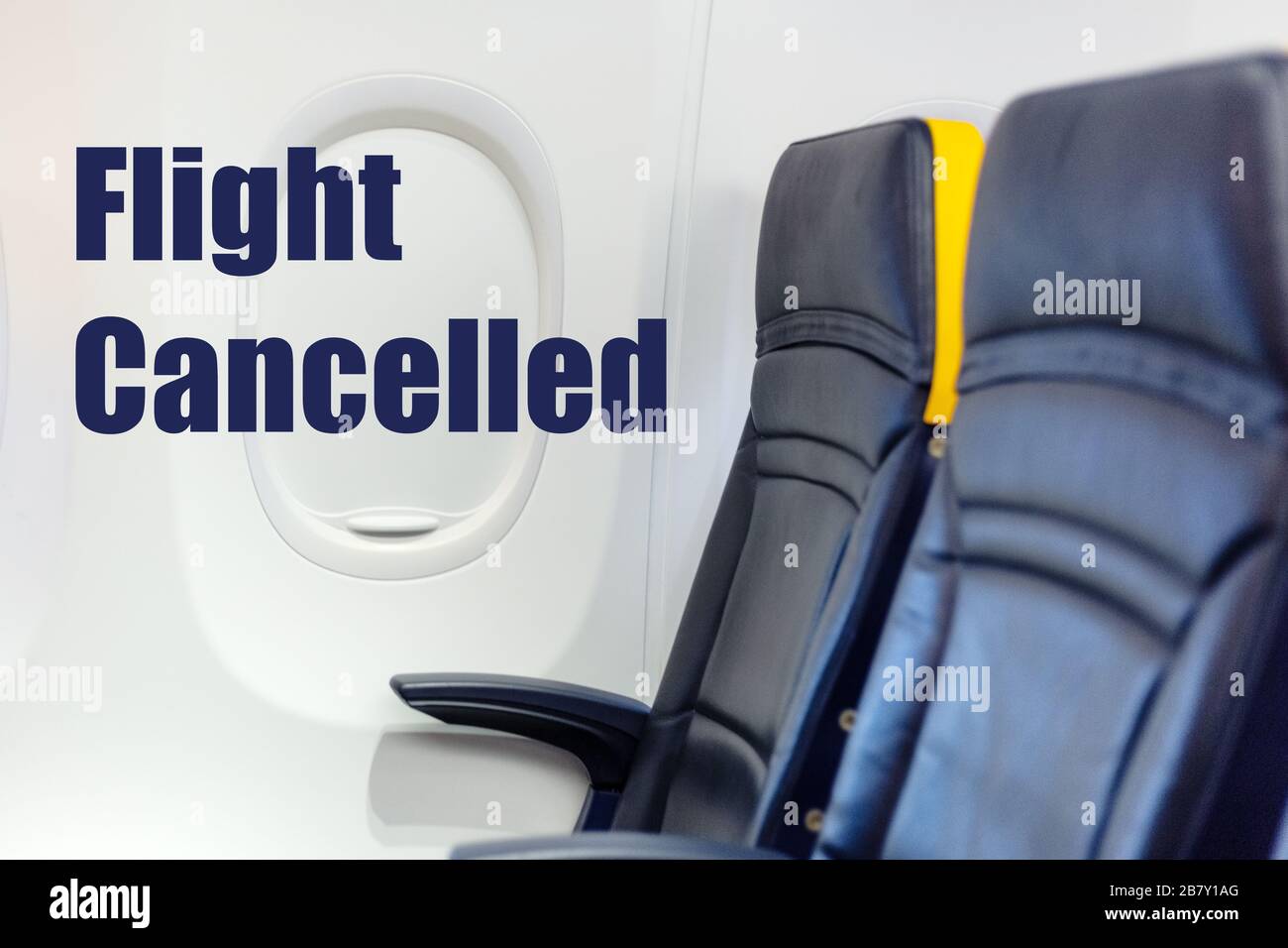 Flight cancelled. Coronavirus, warning sign with text Flight Cancelled ...