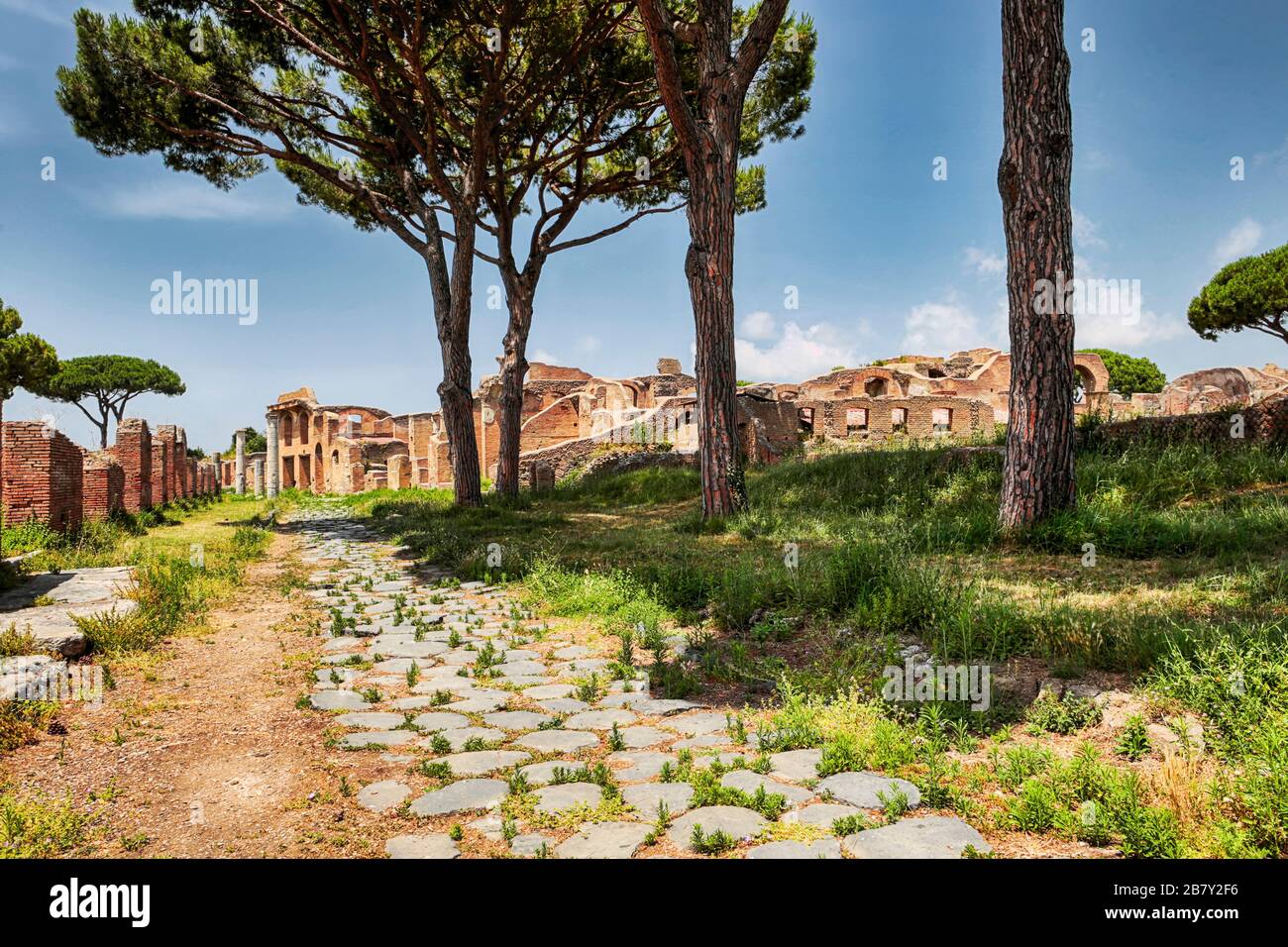 Archaeological Roman empire street view in Ancient Ostia in italian ...