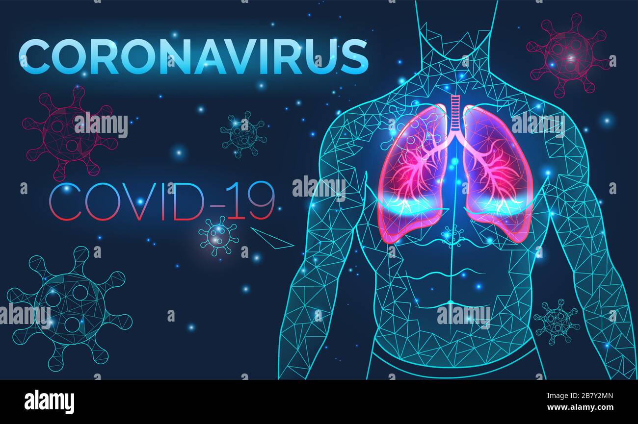 Sick human lungs, respiratory diseases, pneumonia, coronavirus, flu ...
