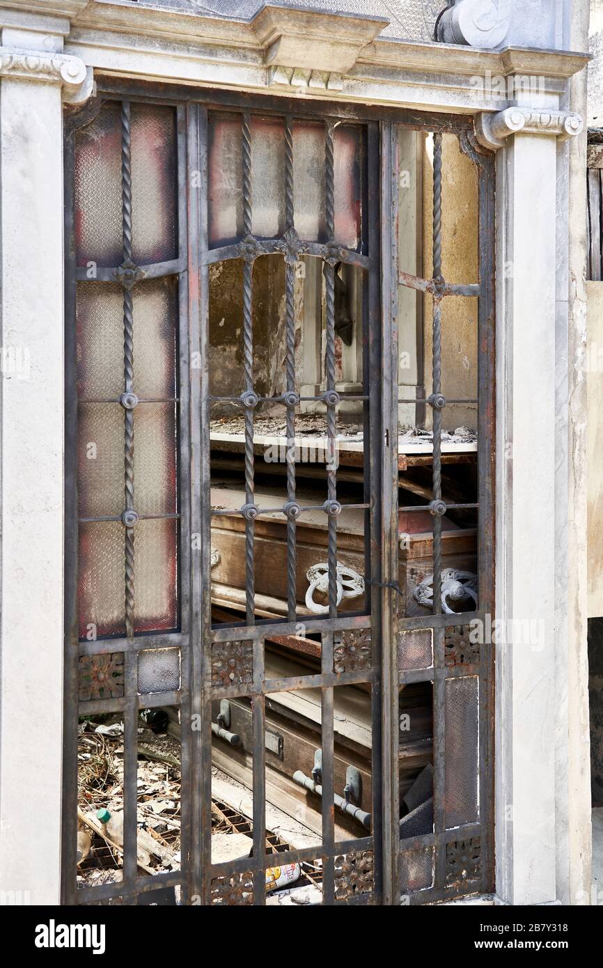 Neglected tomb inside La Recoleta Cemetery, Buenos Aires, Argentina ...