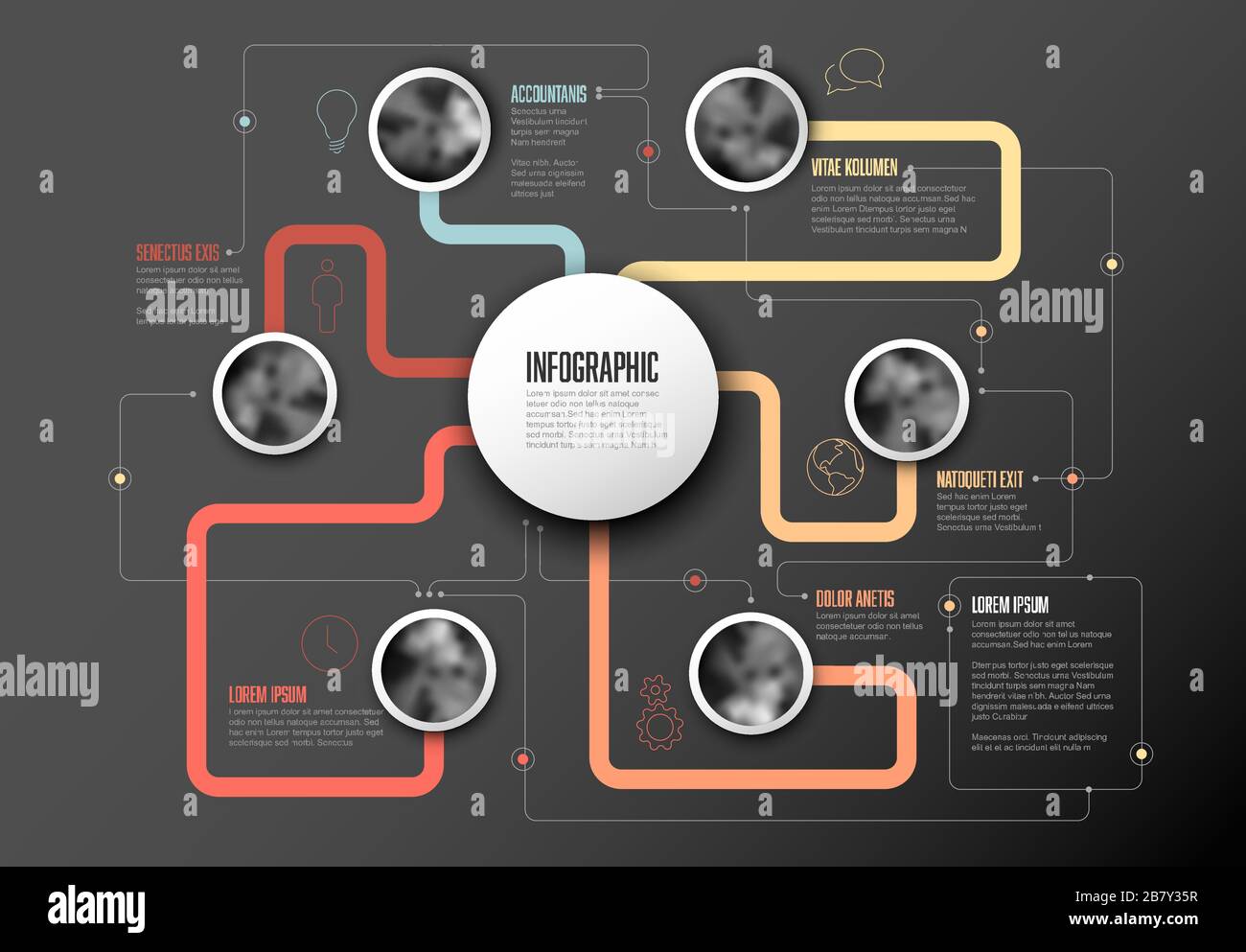 Abstract Infographic Template with circle photo placeholders on ...