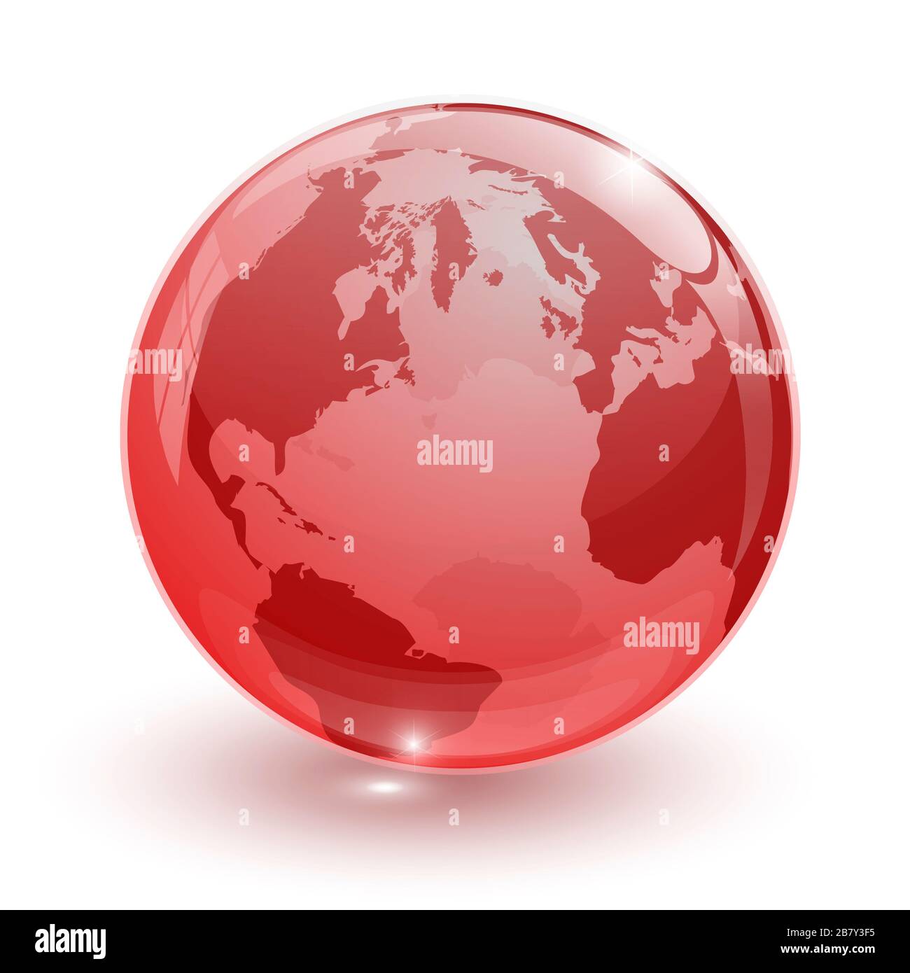 red transparent glass earth globe isolated Stock Photo - Alamy