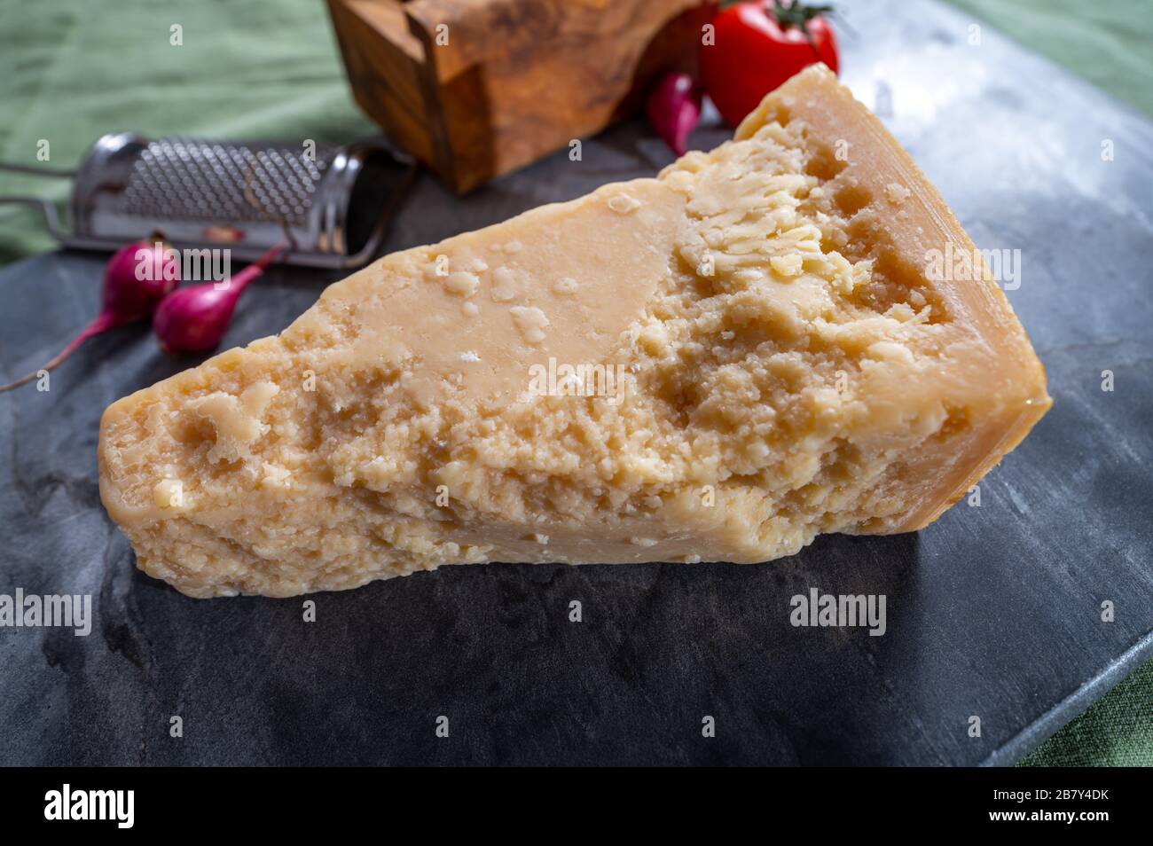 One piece of authentic Parmigiano-Reggiano or Parmesan Italian hard ...