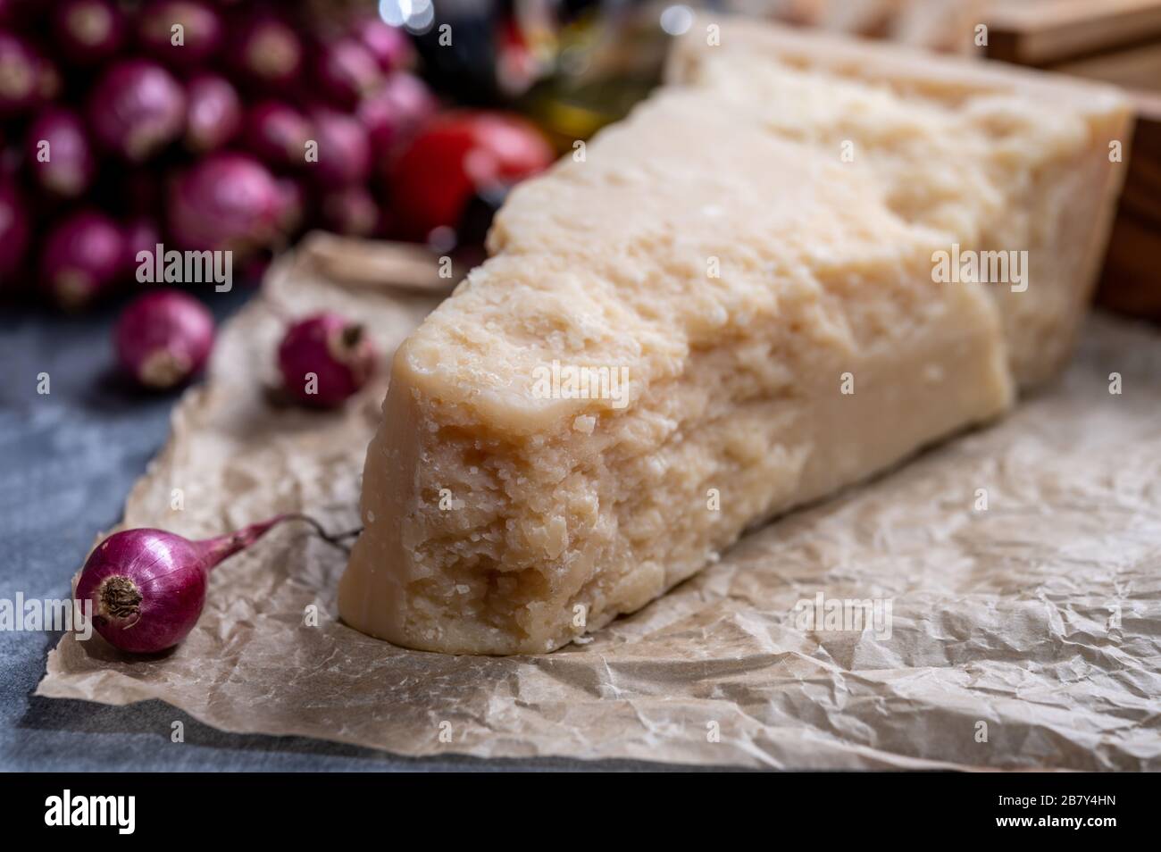 One piece of authentic Parmigiano-Reggiano or Parmesan Italian hard ...