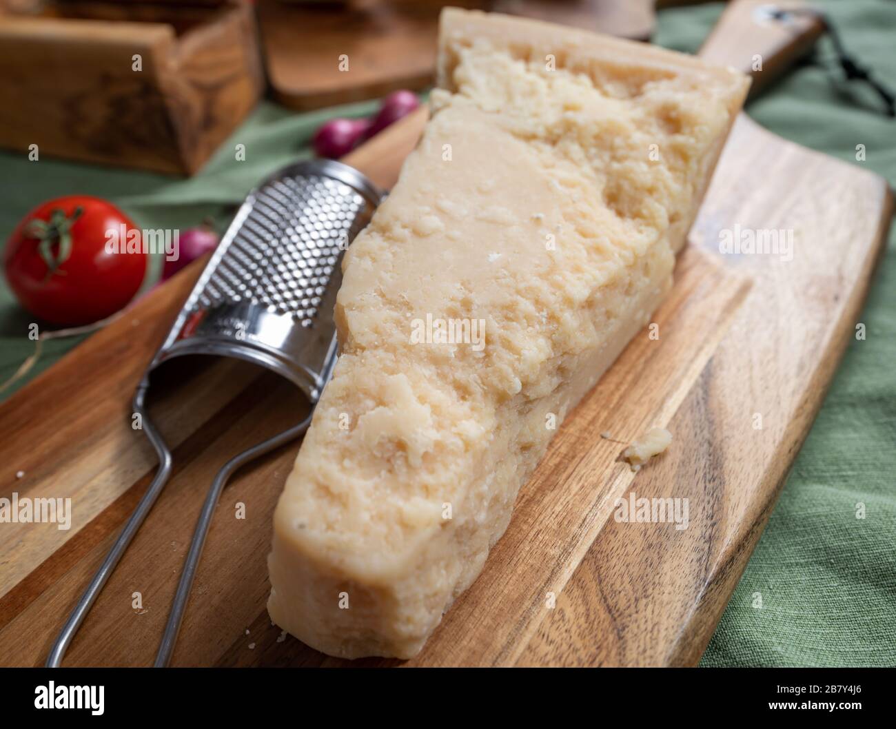 One piece of authentic Parmigiano-Reggiano or Parmesan Italian hard ...