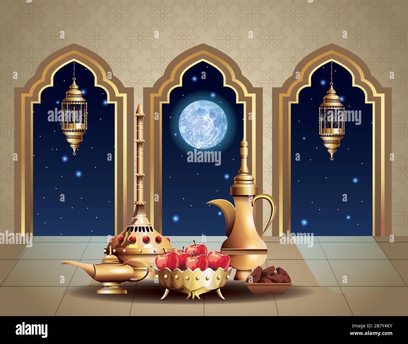 Golden temple at night Stock Vector Images - Alamy