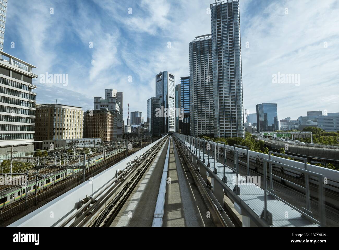 Cityscape from monorail sky train in Tokyo Stock Photo - Alamy