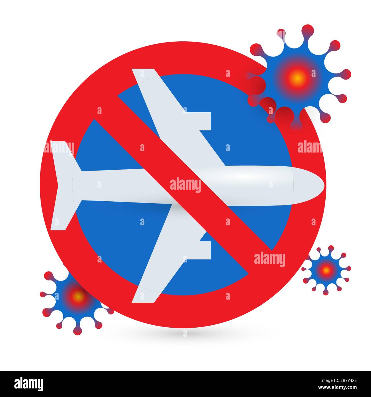 Stop flights icon, prohibition of flights on an airplane due to ...