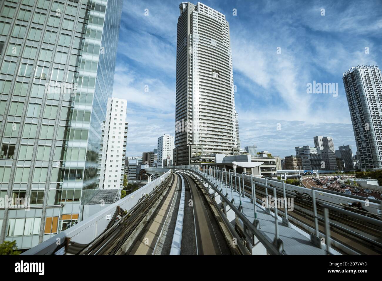 Cityscape from monorail sky train in Tokyo Stock Photo - Alamy