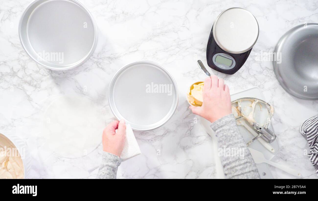 Flat lay step step greasing hi-res stock photography and images - Alamy