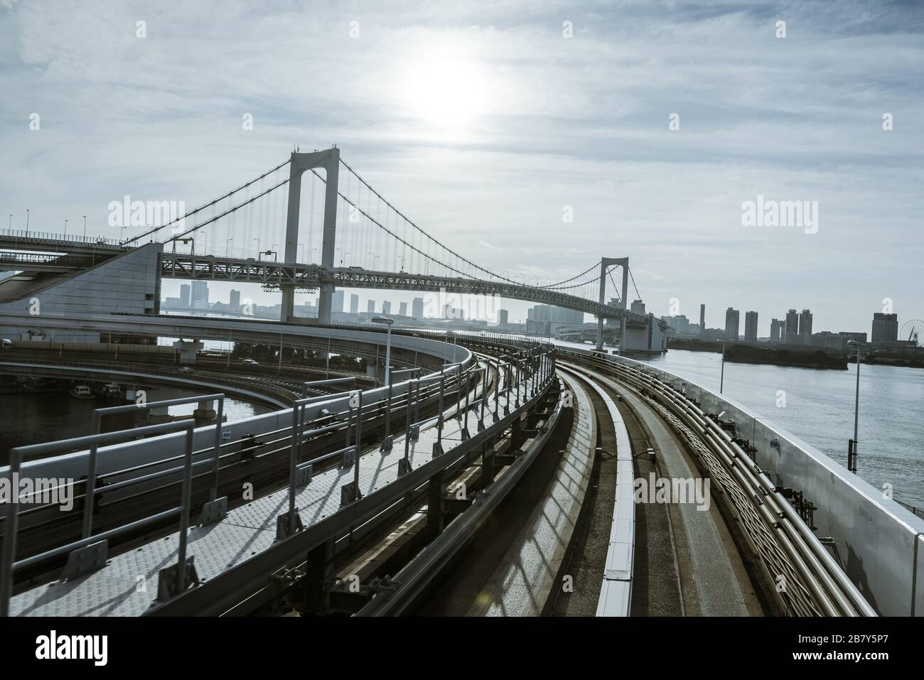 Rainbow bridge and elevated monorail road in Tokyo Stock Photo - Alamy