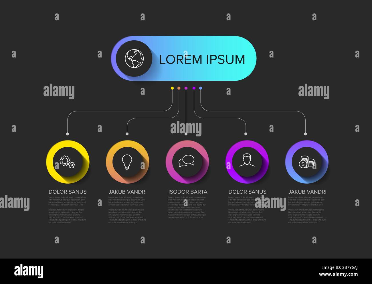 Vector multipurpose Infographic template with title and five elements options and modern colors ...