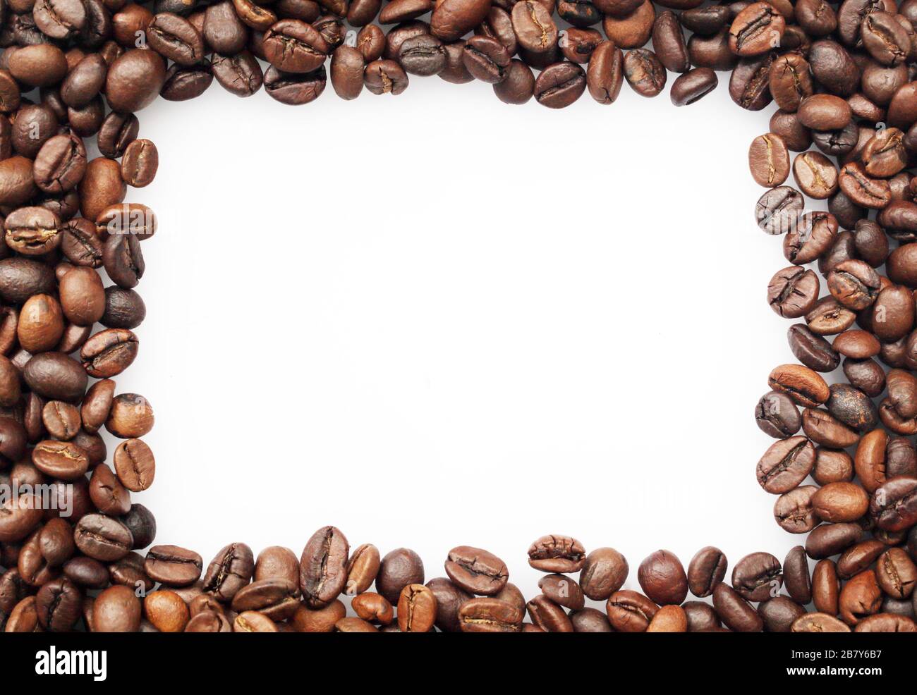 frame of coffee beans with space for text on a white background Stock ...