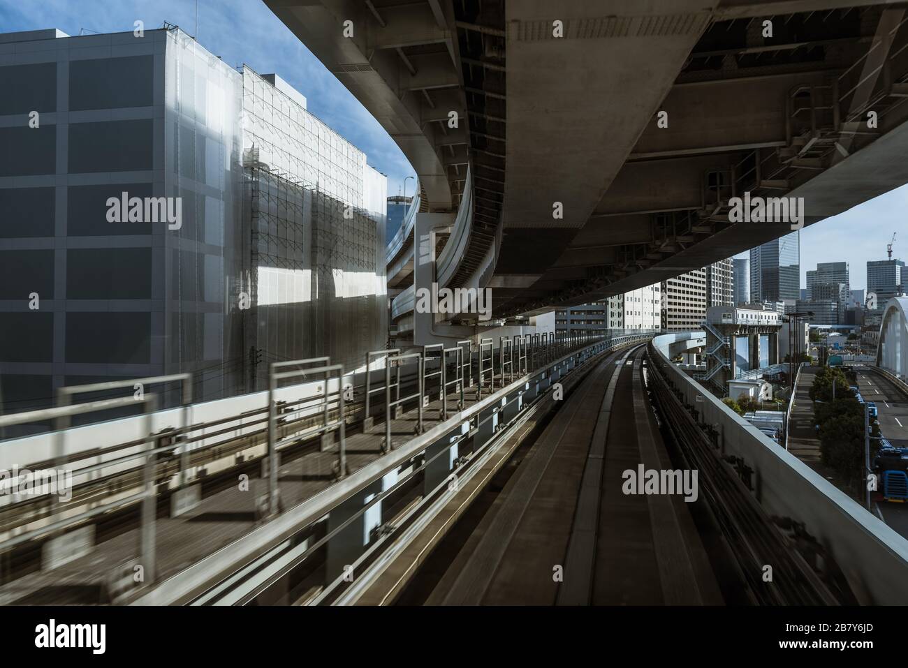 Cityscape from monorail sky train in Tokyo Stock Photo - Alamy