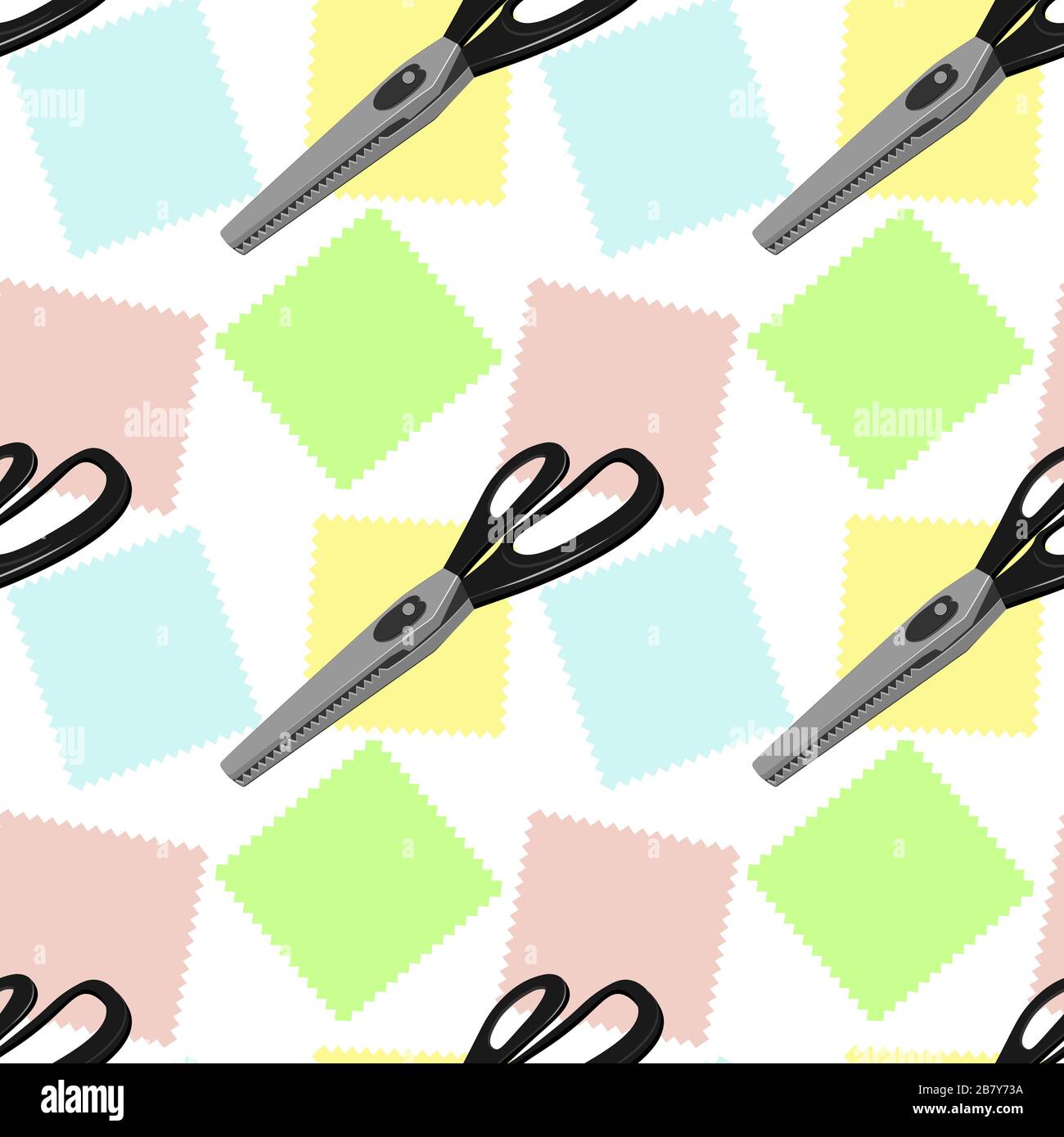 Large tailor's scissors for sewing with zigzag blades and black handles ...