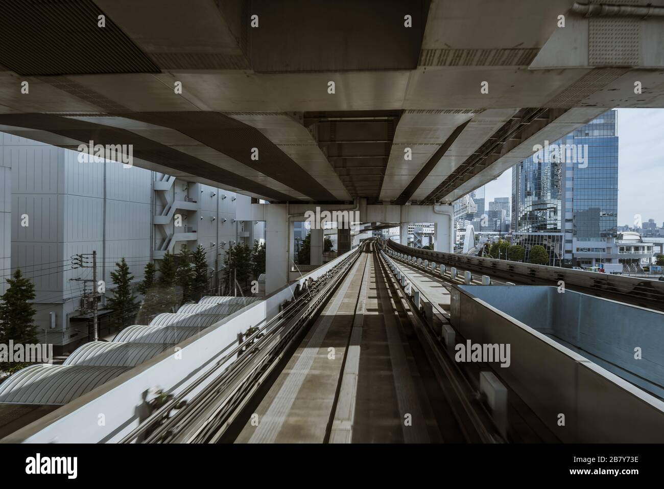 Cityscape from monorail sky train in Tokyo Stock Photo - Alamy
