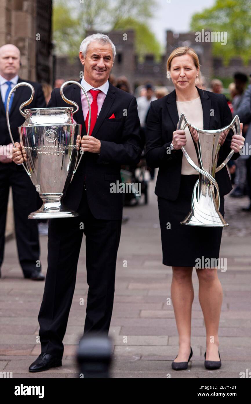 UEFA Champions League Trophy arrives at Cardiff Castle on the 21st ...