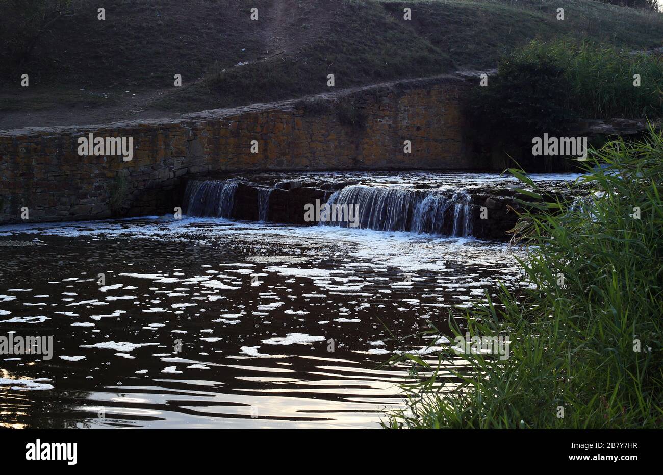 Artificial Waterfall Dam Background Texture Stock Photo - Alamy