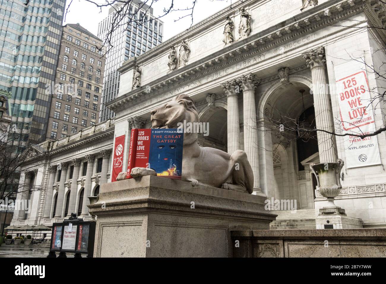 Lion Statue with Book Celebrates 125 Years, New York Public Library ...