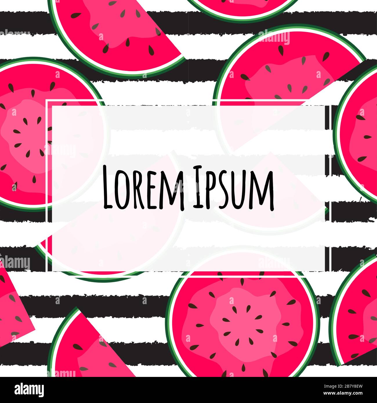 Abstract Summer Watermelon Background with Frame. Vector Illustration ...