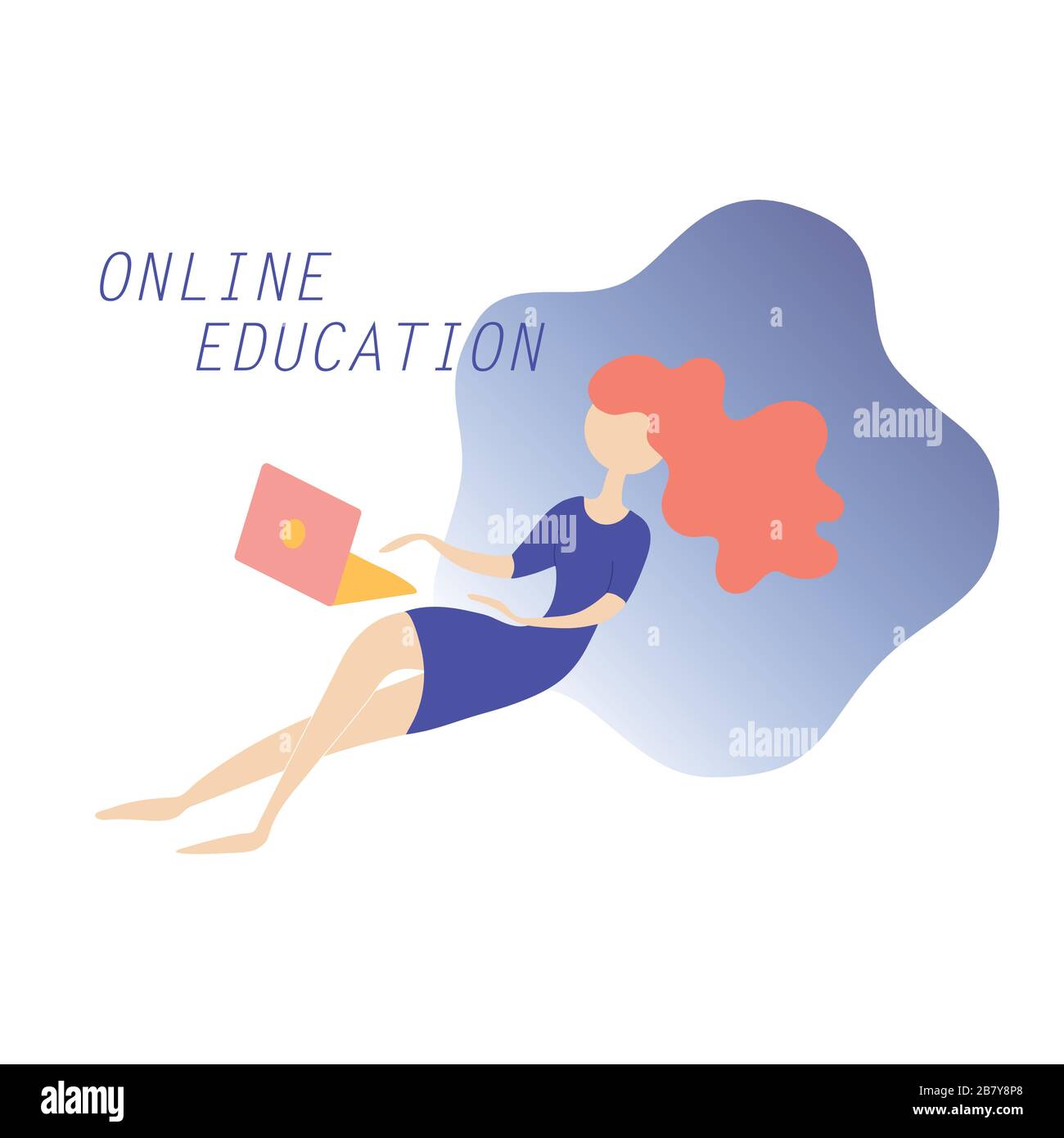 Online education girl student template design concept Stock Vector ...