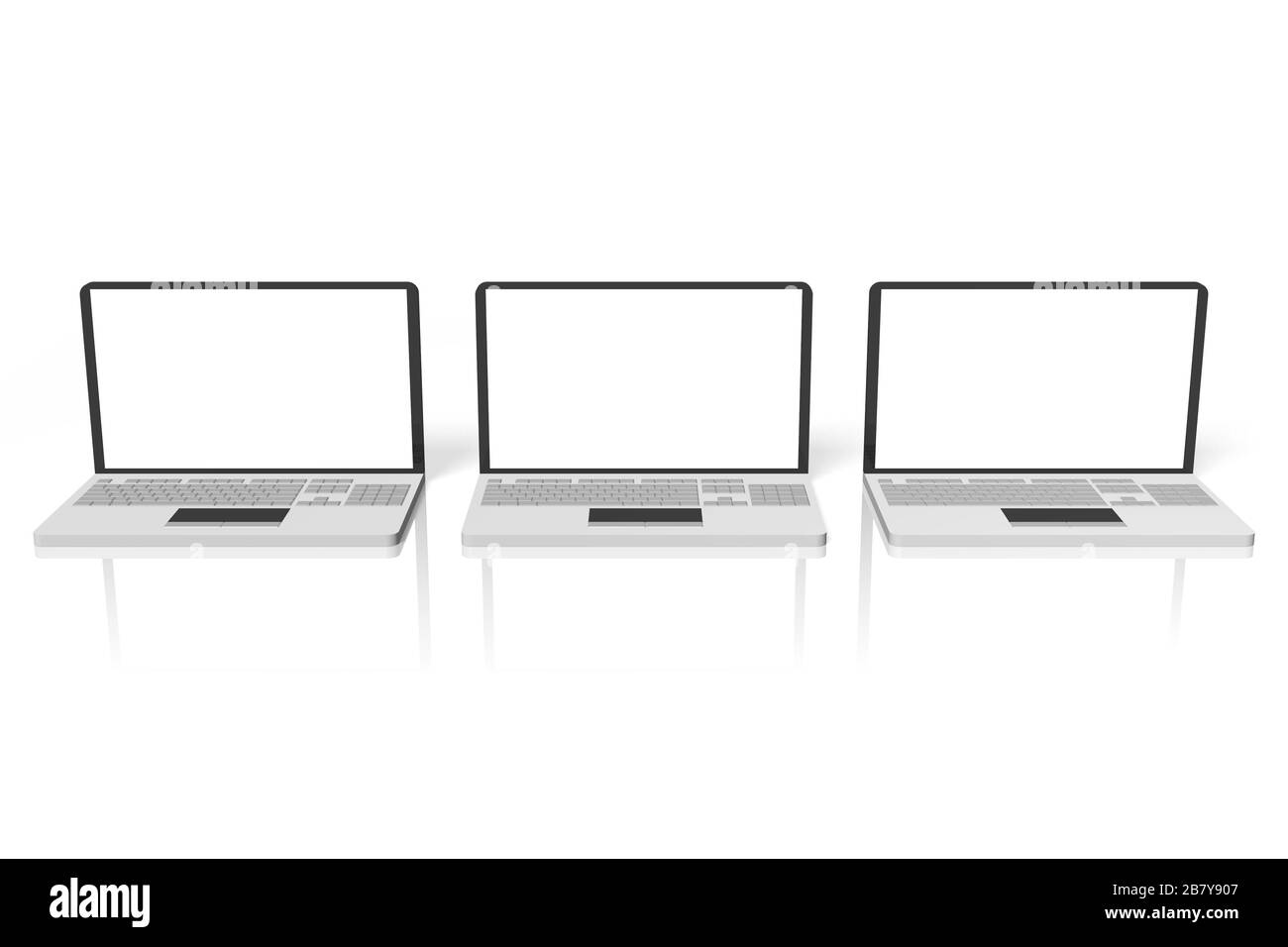 3D laptops - isolated on white background Stock Photo - Alamy