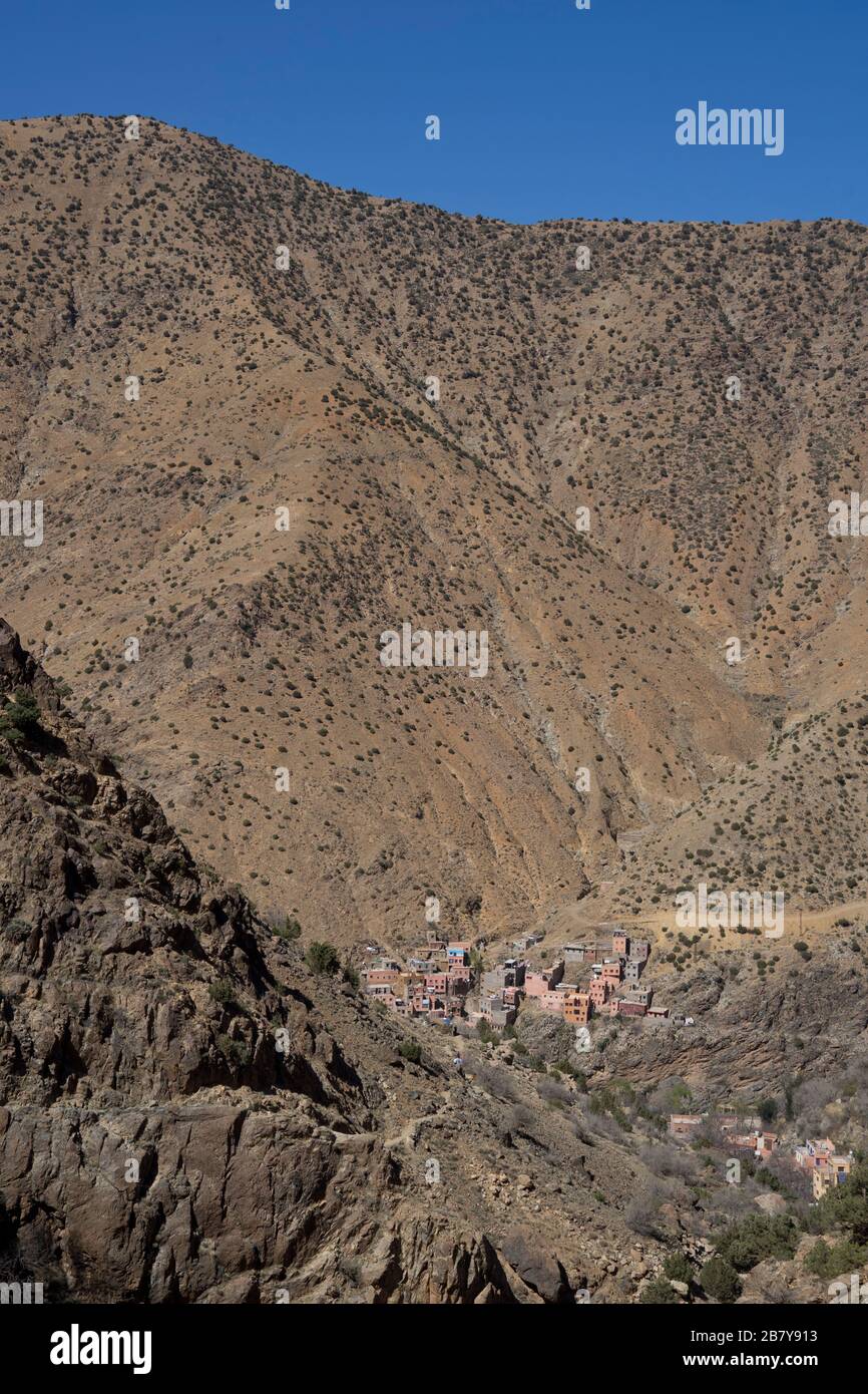 Tourists trekking in the High Atlas mountains in Morocco Stock Photo ...