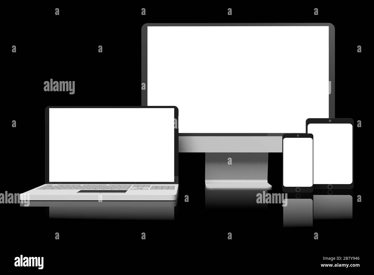 3D laptop, computer, tablet, mobile phone Stock Photo - Alamy