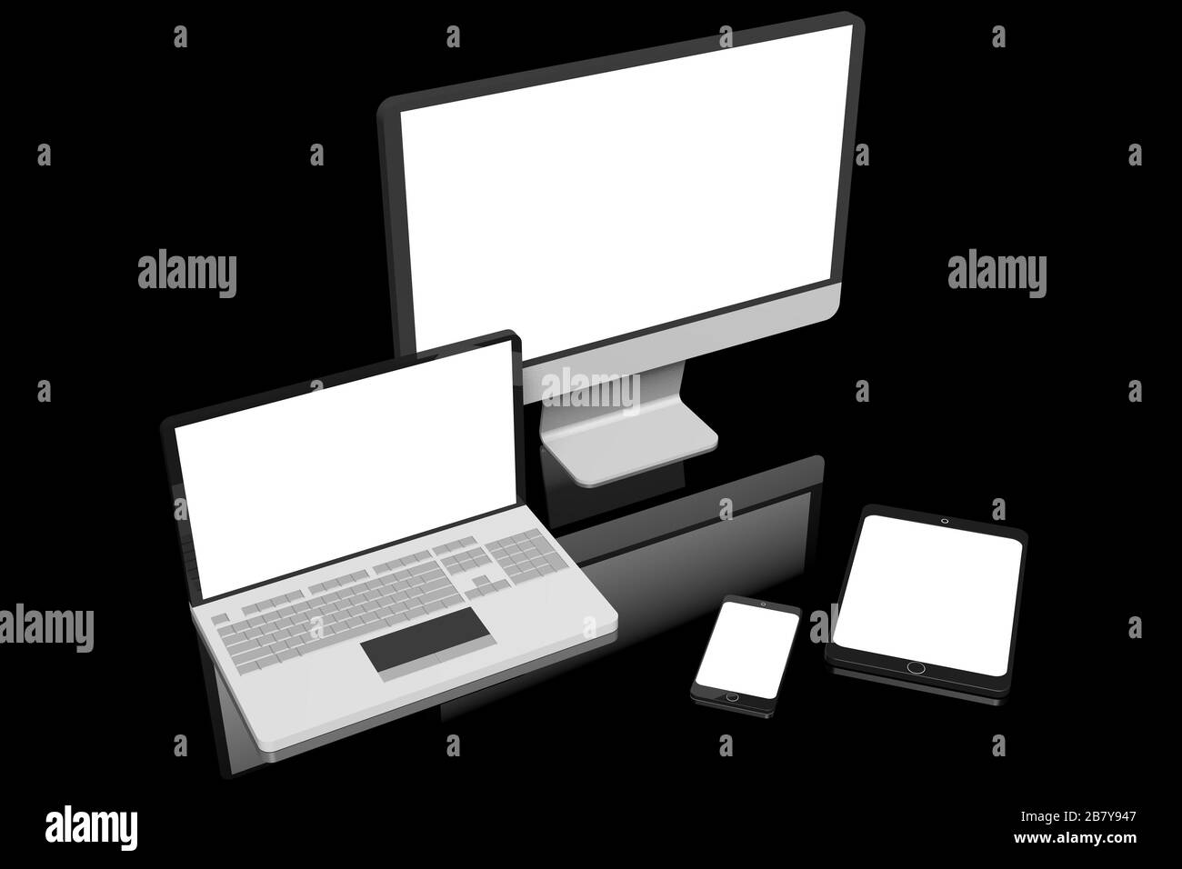 3D laptop, computer, tablet, mobile phone Stock Photo - Alamy