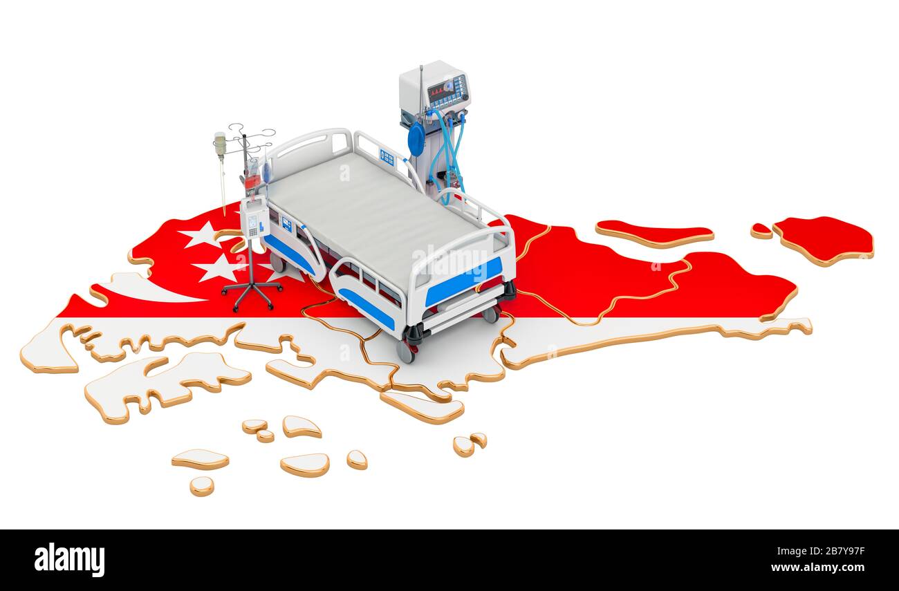 Intensive care unit ICU in Singapore, 3D rendering isolated on white ...